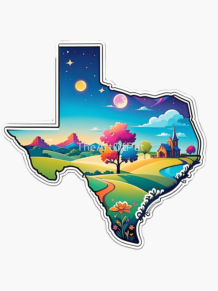 "USA Texas Map Starry Night Landscape" Sticker for Sale by TheArtOfPat ...