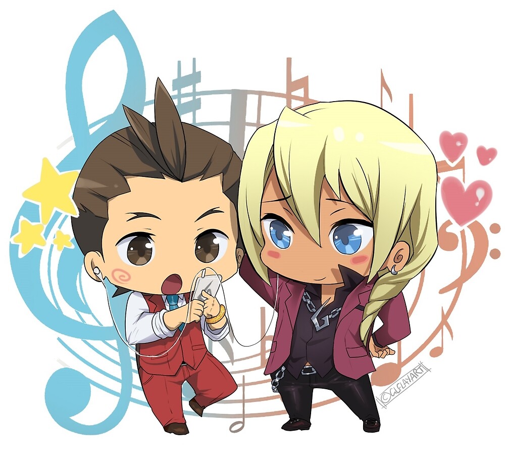 "Chibi Apollo Justice and Klavier Gavin" by GLE-FLAYART | Redbubble