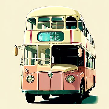 "Vintage Double Decker Bus Retro Urban Transportation Art" Sticker for ...