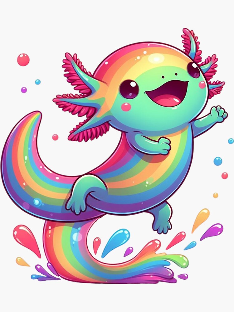 "Cute and Happy Axolotl Clipart,Rainbow Axolotl, Adorable Pastel ...