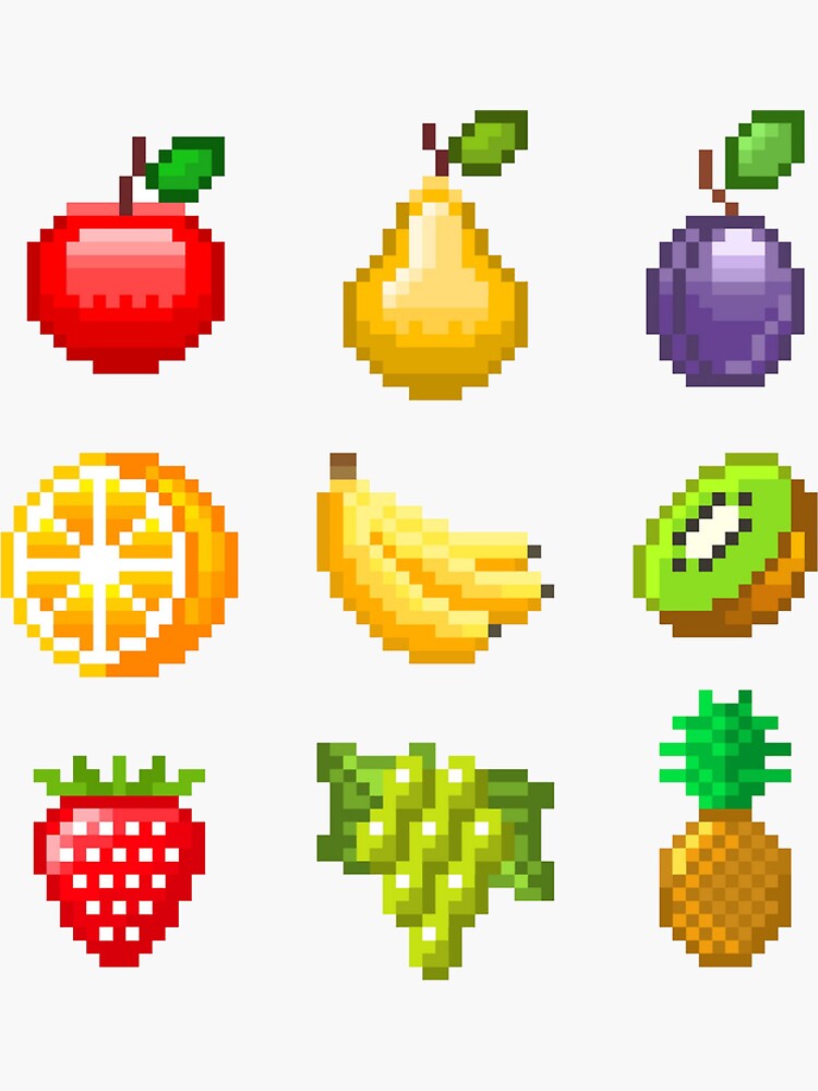 "pixel art fruit 3x3 " Sticker for Sale by ArtPixelDesign | Redbubble
