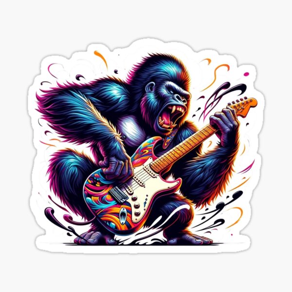"Gorilla Rockstar: Electric Guitar Legend" Sticker for Sale by ...