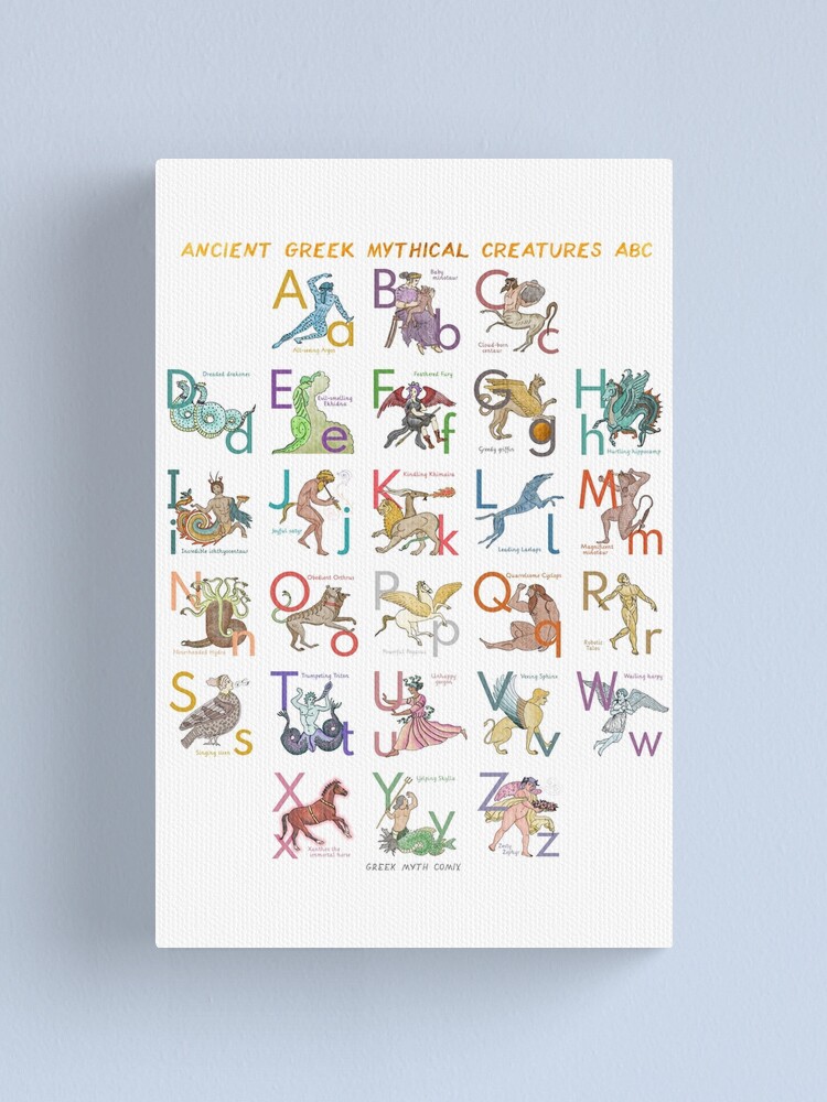 "Ancient Greek Mythical Creatures ABC by Greek myth Comix" Canvas Print ...