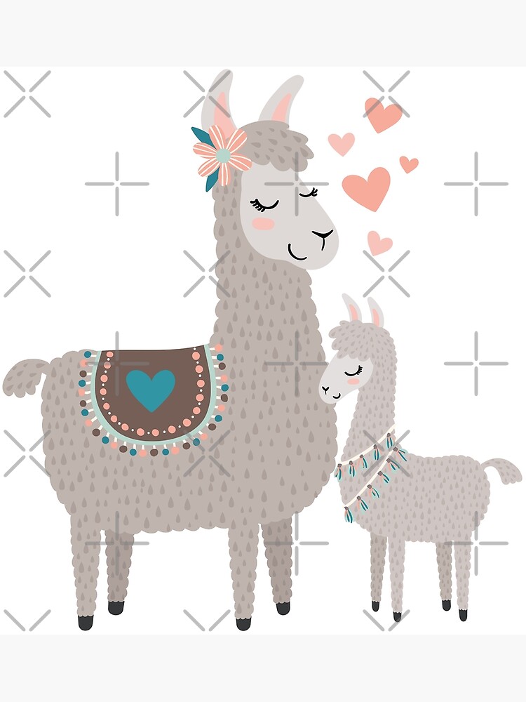 "Llama Mama and Baby Illustration" Art Print for Sale by lisanorrisart ...