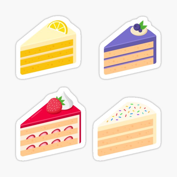 "cute cake slices sticker pack" Sticker for Sale by printsbylana ...