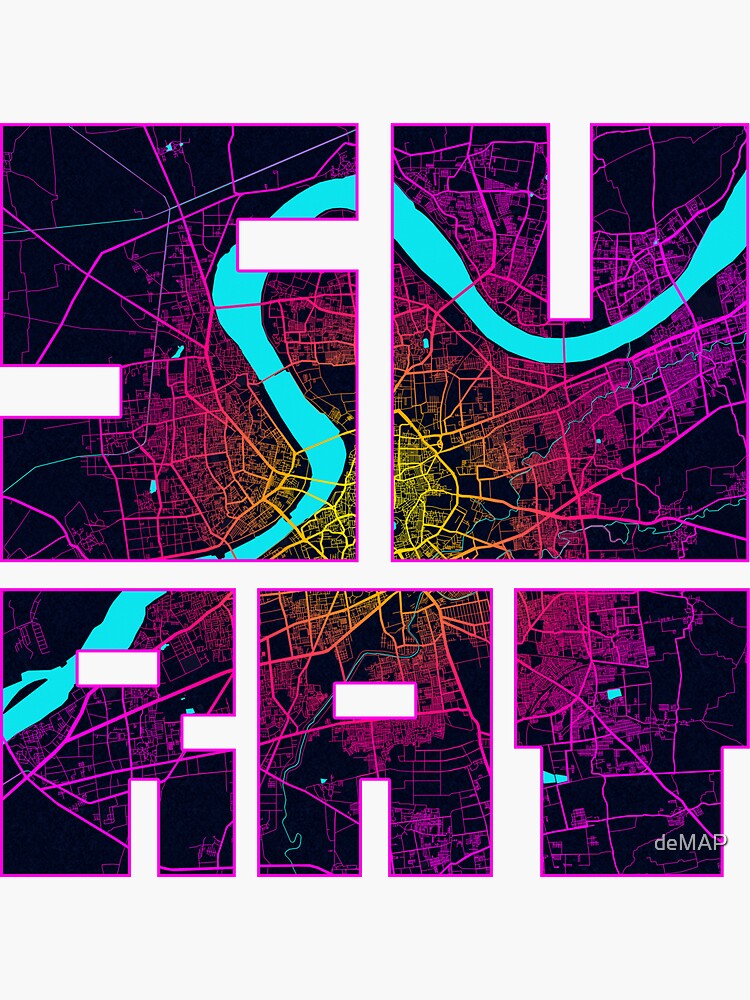 "Surat City Map of Gujarat, India - Neon" Sticker for Sale by deMAP ...