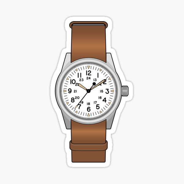 "White Dial Khaki Field Watch" Sticker for Sale by HSDESIGNS Studio ...