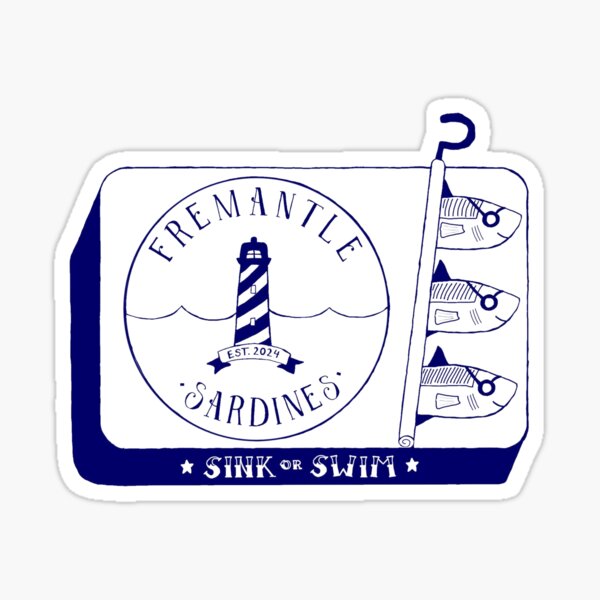 "Fremantle Sardines Blue Tin" Sticker for Sale by freosardines | Redbubble