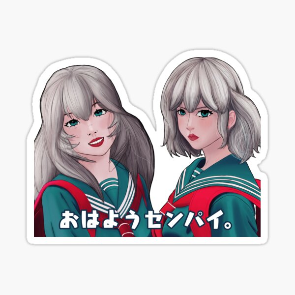 "Good morning Senpai." Sticker by nine-worlds | Redbubble