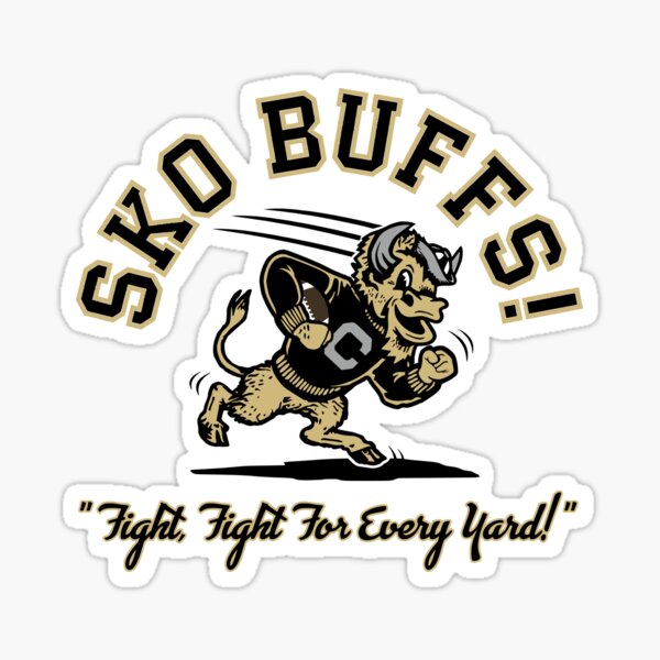 "Vintage Sko Buffs Mascot Running Football Happy Modern" Sticker for ...