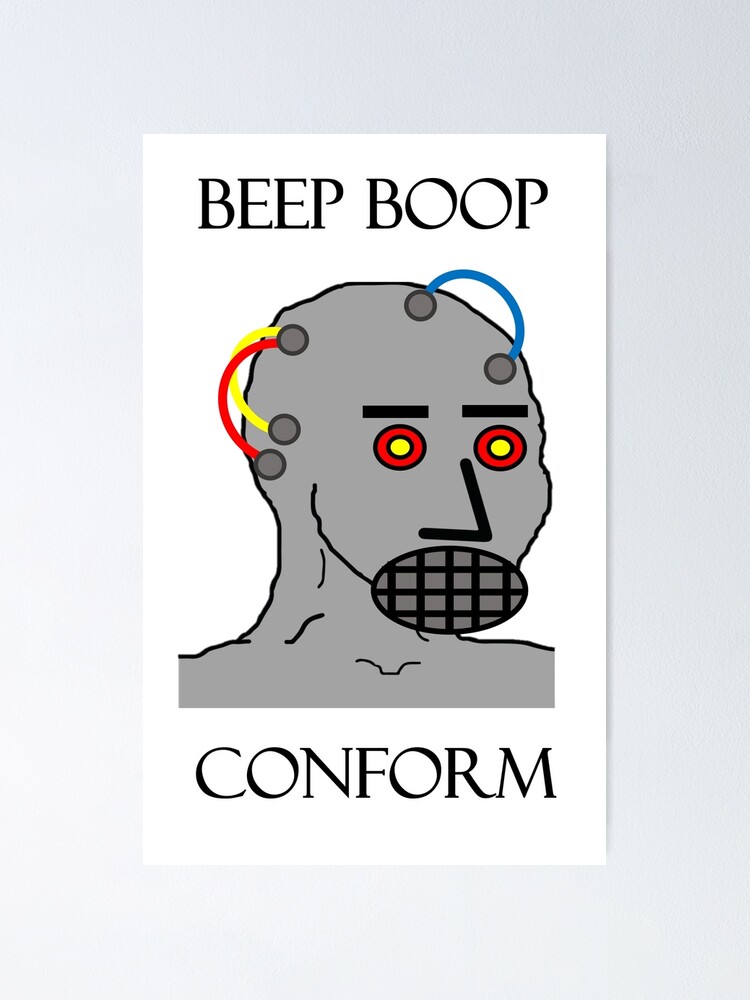 "NPC Wojak Meme robotic army" Poster for Sale by AnutherNPC | Redbubble