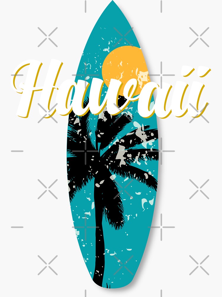 "Hawaii - Aloha Vintage Distressed Retro Surfboard" Sticker by ...