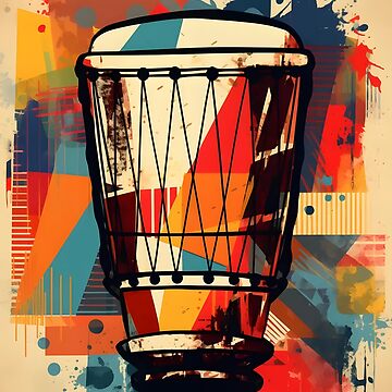 "Djembe Drum In Bold Colors" Sticker for Sale by curledup-cat | Redbubble