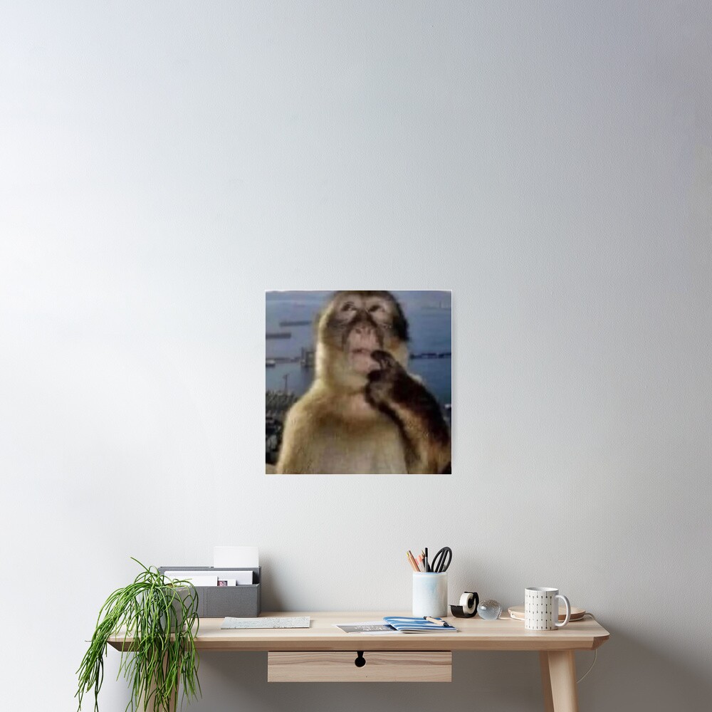 "Monkey thinking" Sticker for Sale by kiwifruitjuice | Redbubble
