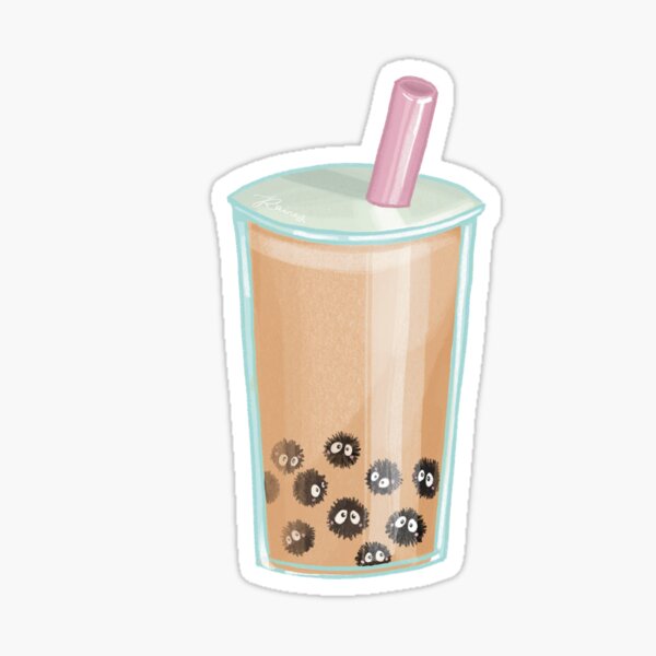 "Soot sprite bubble tea boba pearls illustrated " Sticker for Sale by ...