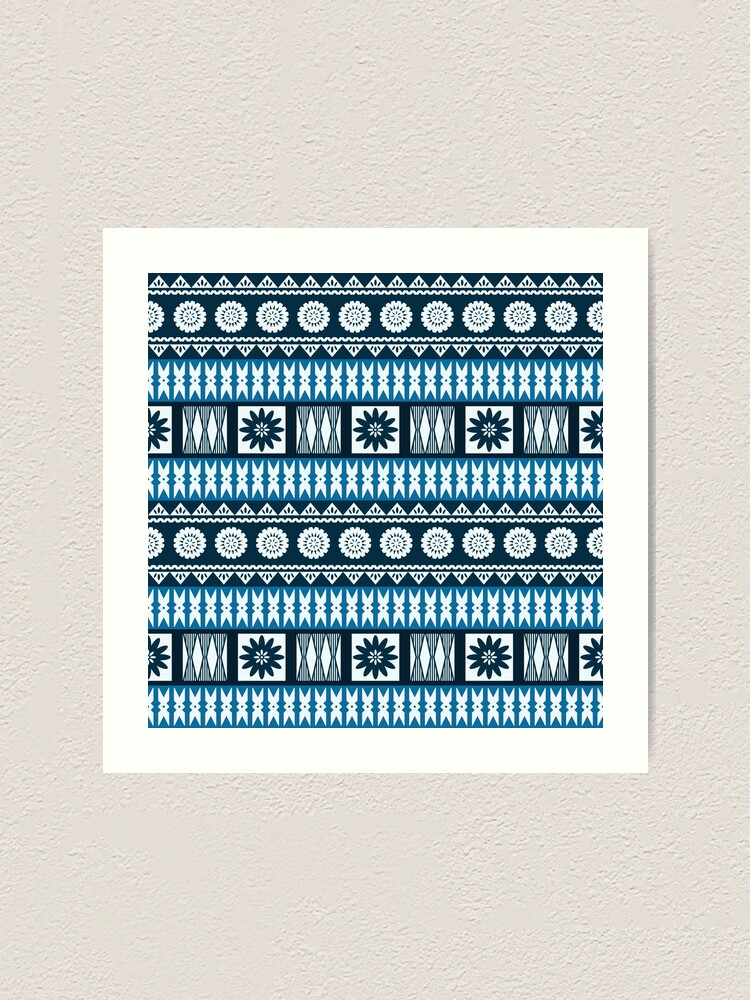 "Fijian Masi - Tapa Deep Blue" Art Print for Sale by lolomastudio ...