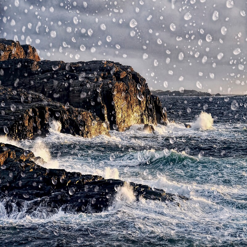"Dramatic seascape with waves hitting the rocks" by GryThunes | Redbubble