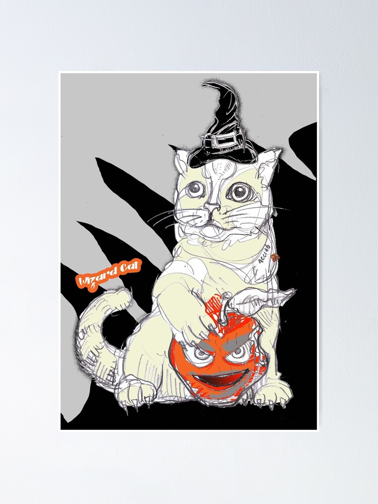 "The Wizard Cat (Original Drawing by ACCI)" Poster for Sale by ...