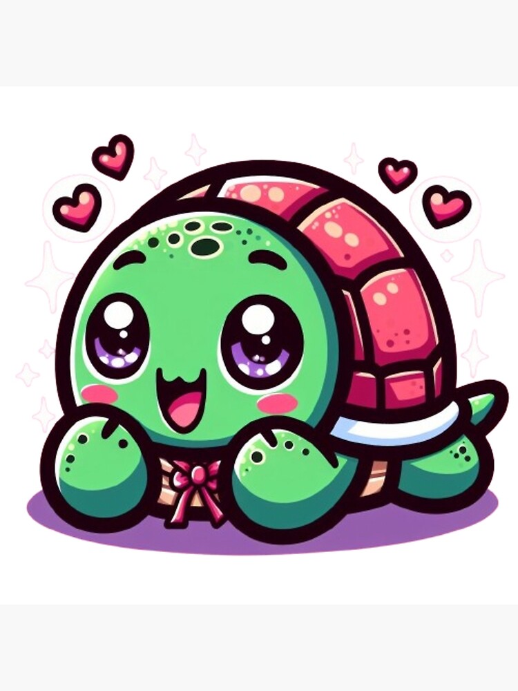 "Cute Kawaii Turtle Illustration" Art Board Print by tortugasadventu ...