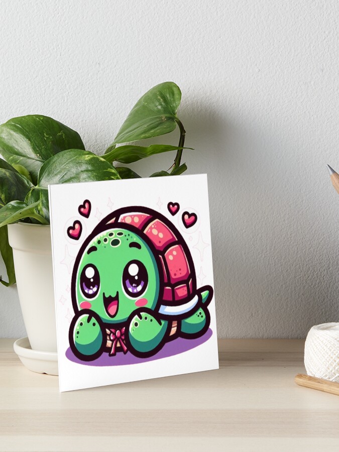 "Cute Kawaii Turtle Illustration" Art Board Print by tortugasadventu ...