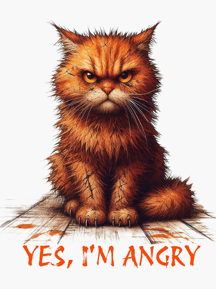 "Defiant Grunge Cat: Yeah, I'm Angry" Sticker for Sale by Kseniaknjaz ...