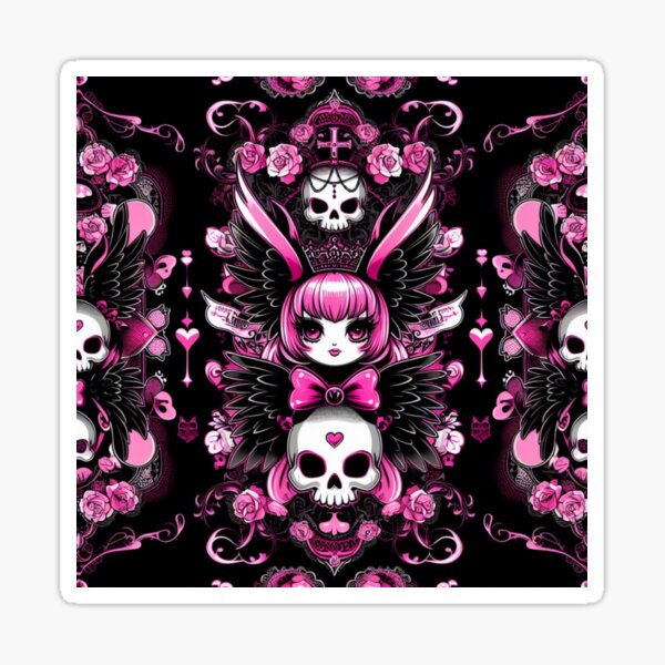 "Cute pink and black gothic design " Sticker for Sale by SpookyCuties ...