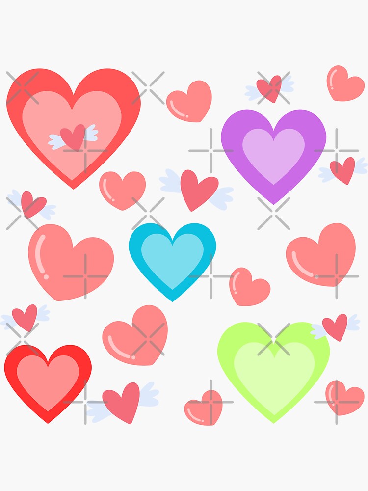 "a group of mini red heart" Sticker for Sale by SAWADON | Redbubble