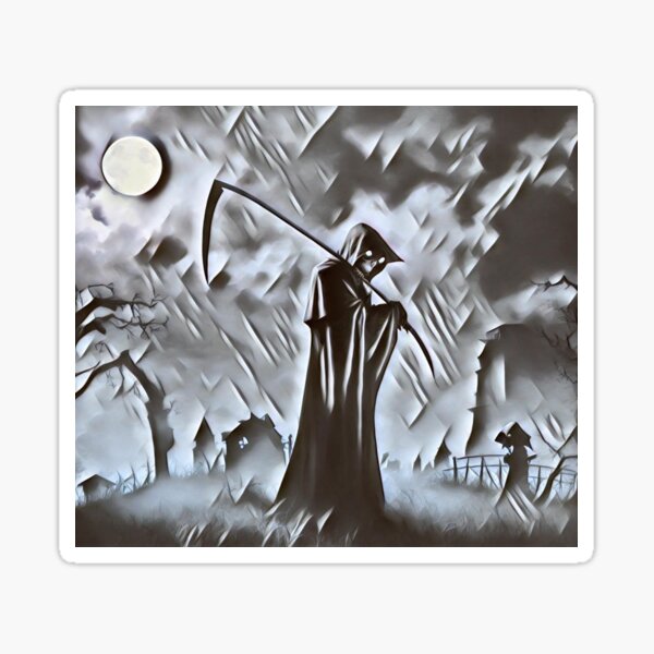 "Creepy Grim Reaper - Black Background with textured paper style ...