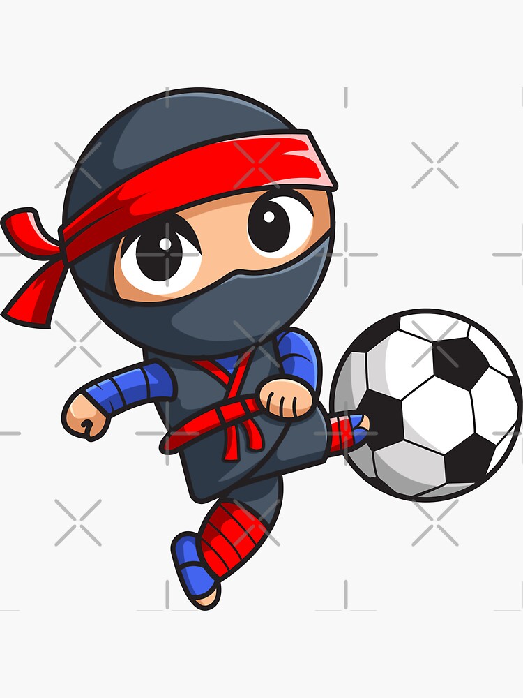 "Chibi Ninja Kicking a Soccer Ball" Sticker for Sale by Charcoalart ...