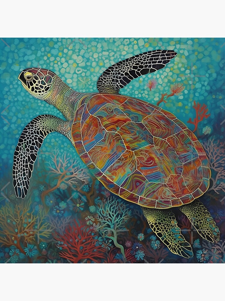 "sea turtle swimming through coral and sea fans" Poster for Sale by ...
