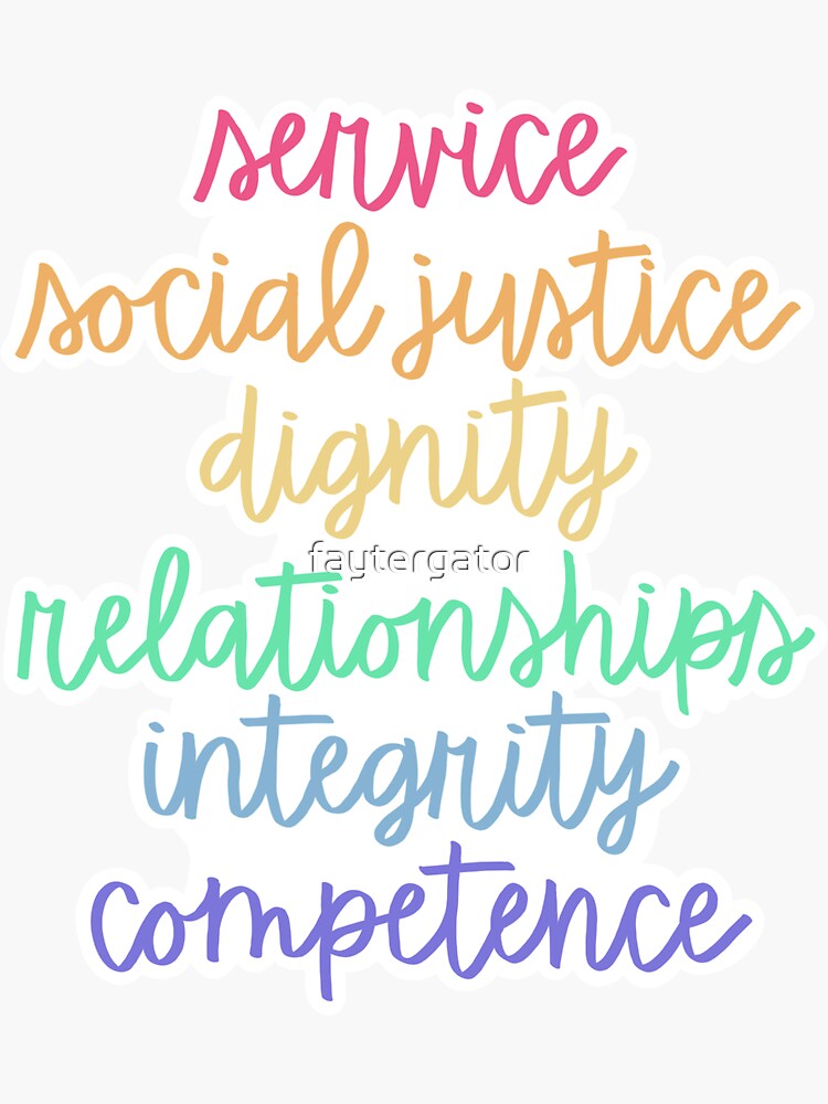 "social work core values" Sticker for Sale by faytergator | Redbubble