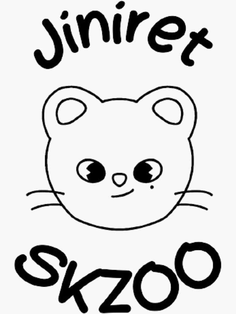 "Stray Kids - Skzoo Jiniret Head w/ Name [BLACK OUTLINE]" Sticker for ...