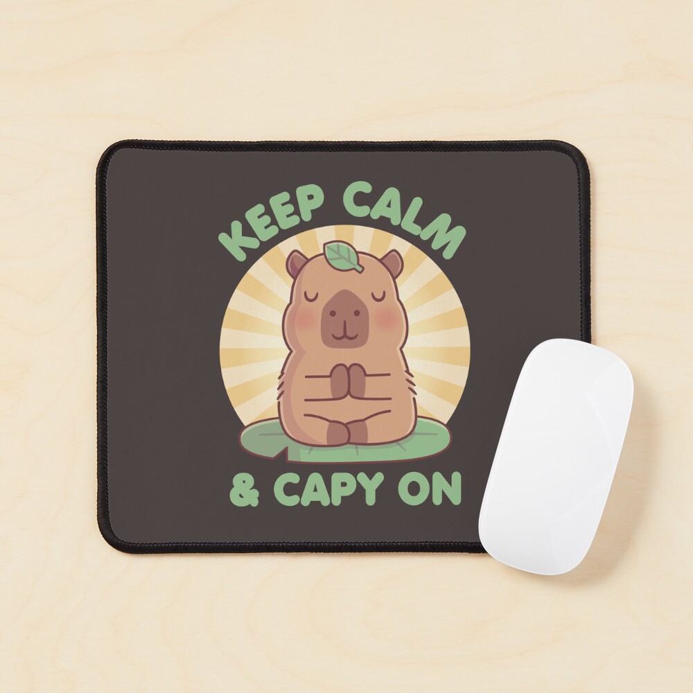 "Cute Capybara Meditating Keep Calm And Capy On Pun" Sticker for Sale ...