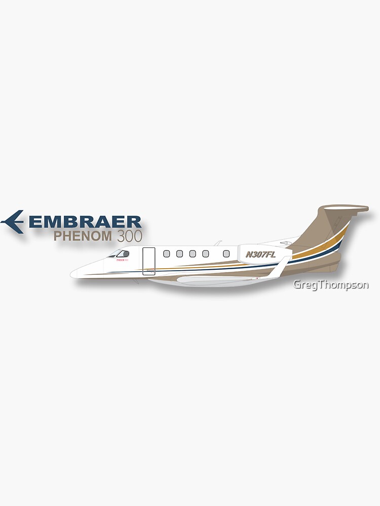 "Embraer Phenom 300" Sticker for Sale by GregThompson | Redbubble