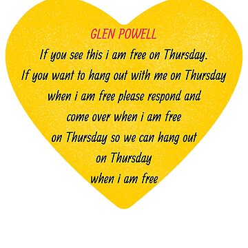 "Glen Powell T-Shirt and Sticker" Sticker for Sale by DiverseDazzle ...