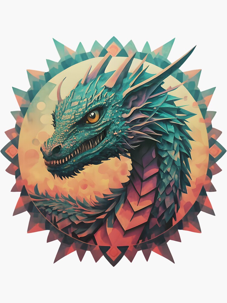 "Fractal Fury: Prismatic Dragon Logo" Sticker for Sale by DragonRealms | Redbubble