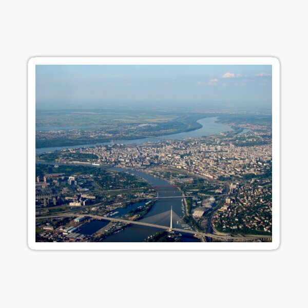"Panorama of Belgrade with river Sava and Danube" Sticker for Sale by ...