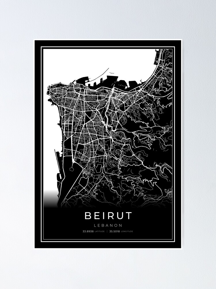 "Beirut Lebanon Black Map" Poster for Sale by wally-prints | Redbubble