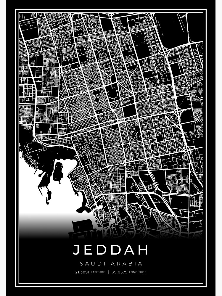 "Jeddah Saudi Arabia Black Map" Poster for Sale by wally-prints | Redbubble