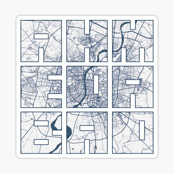 "Ahmedabad City Map of Gujarat, India - Coastal" Sticker for Sale by ...