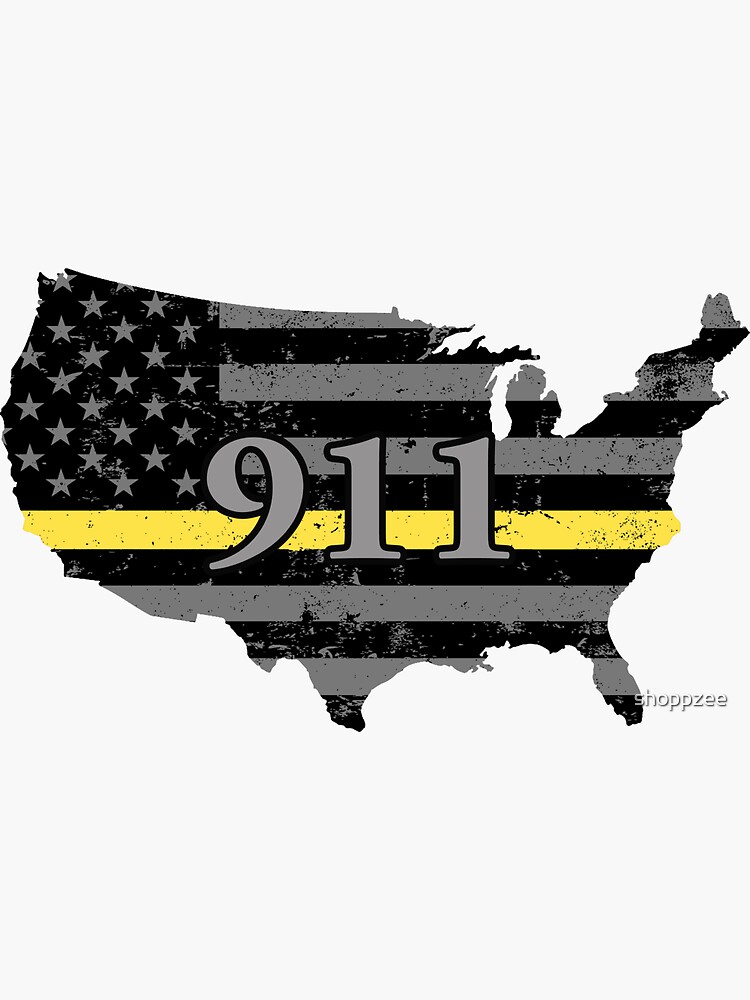 "Police Dispatcher 911 Thin Gold Line" Sticker by shoppzee | Redbubble