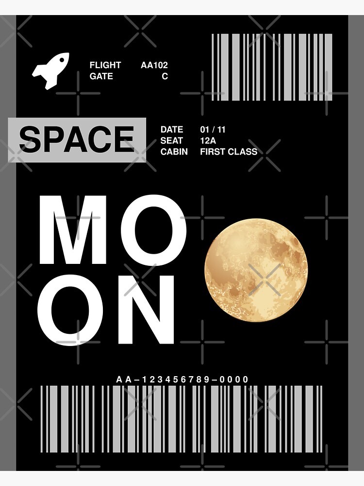 "Moon Boarding Pass" Sticker for Sale by RabbitK | Redbubble