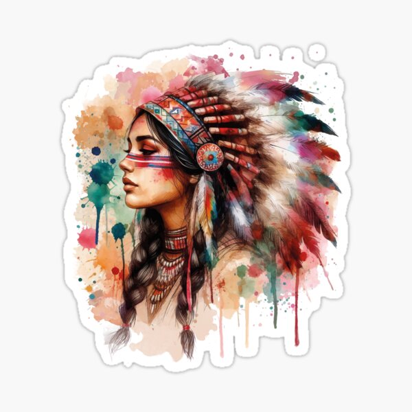 "native american woman" Sticker by zoezowie79 | Redbubble