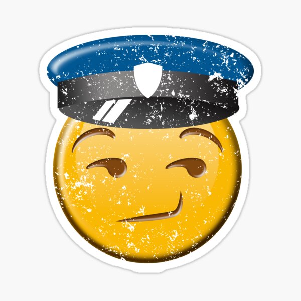 "Funny Police Emoji Smirking Police T Shirt" Sticker for Sale by ...