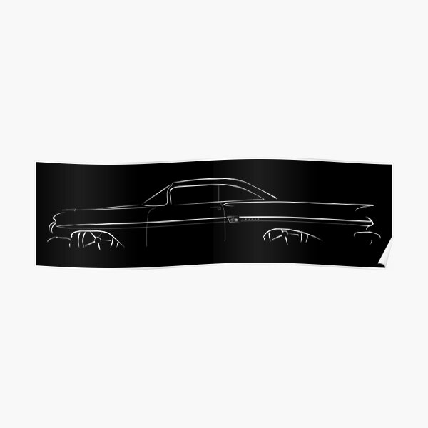 "1959 Chevy Impala - Profile Stencil, white" Poster for Sale by mal ...