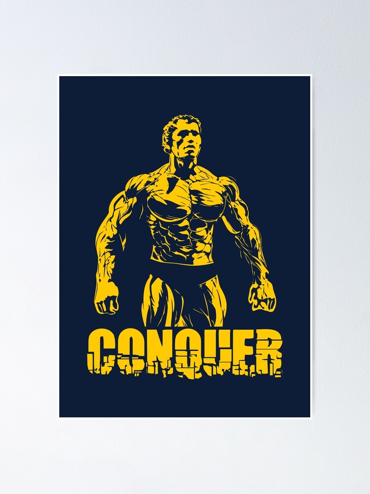 "Conquer Arnold Schwarzenegger Gym" Poster for Sale by VectorDesigner ...