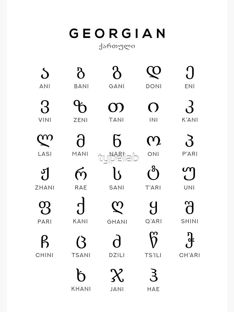 "Georgian Alphabet Language Learning Chart, White" Photographic Print ...