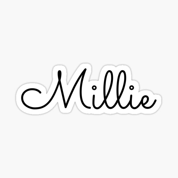 "Writing Millie Name Label" Sticker for Sale by NormadWorld | Redbubble