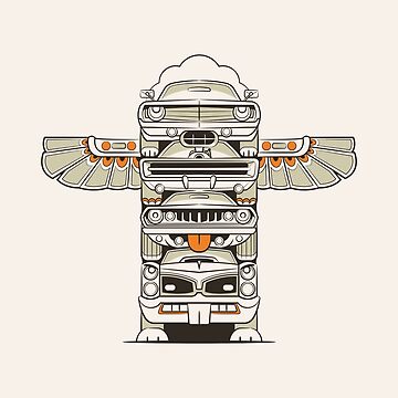 "Muscle Car Totem Pole" Sticker by Pencilsquad | Redbubble