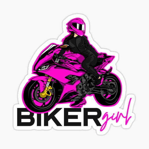"motorcycle woman pink" Sticker for Sale by BNT-Workshop | Redbubble